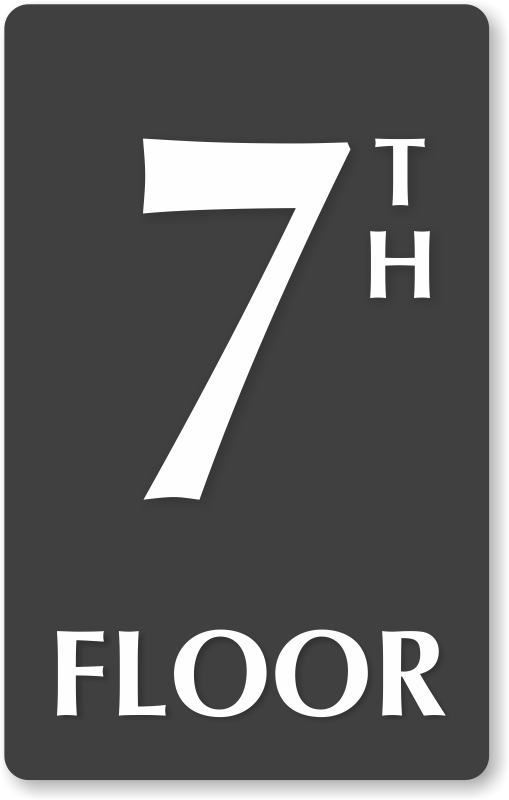 7th Floor Number Engraved Sign | Premium Quality, SKU: SE-5841
